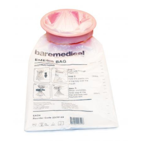 BareMed BAG EMESIS VOMIT 1500ML WASTE BAG PLASTIC WHITE (Box 50 ...