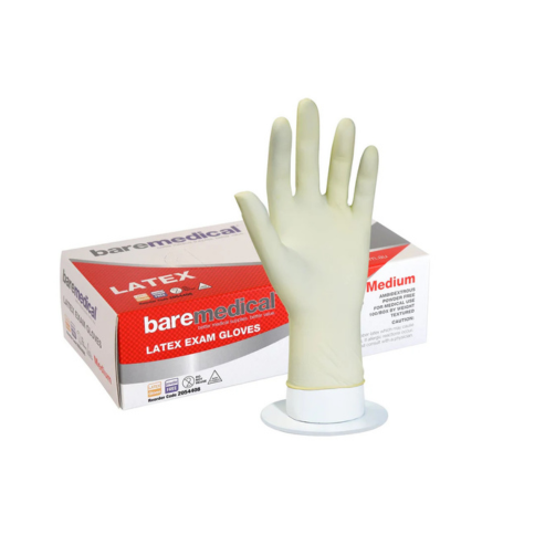 BareMed GLOVE EXAM LATEX MEDIUM P/FREE STD CUFF (Box 100) – Topcat ...