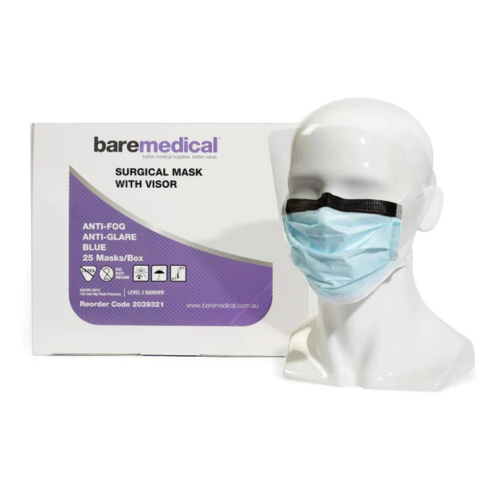 BareMed MASK SURGICAL LEVEL 2 WITH VISOR (Box 25) – Topcat Healthcare