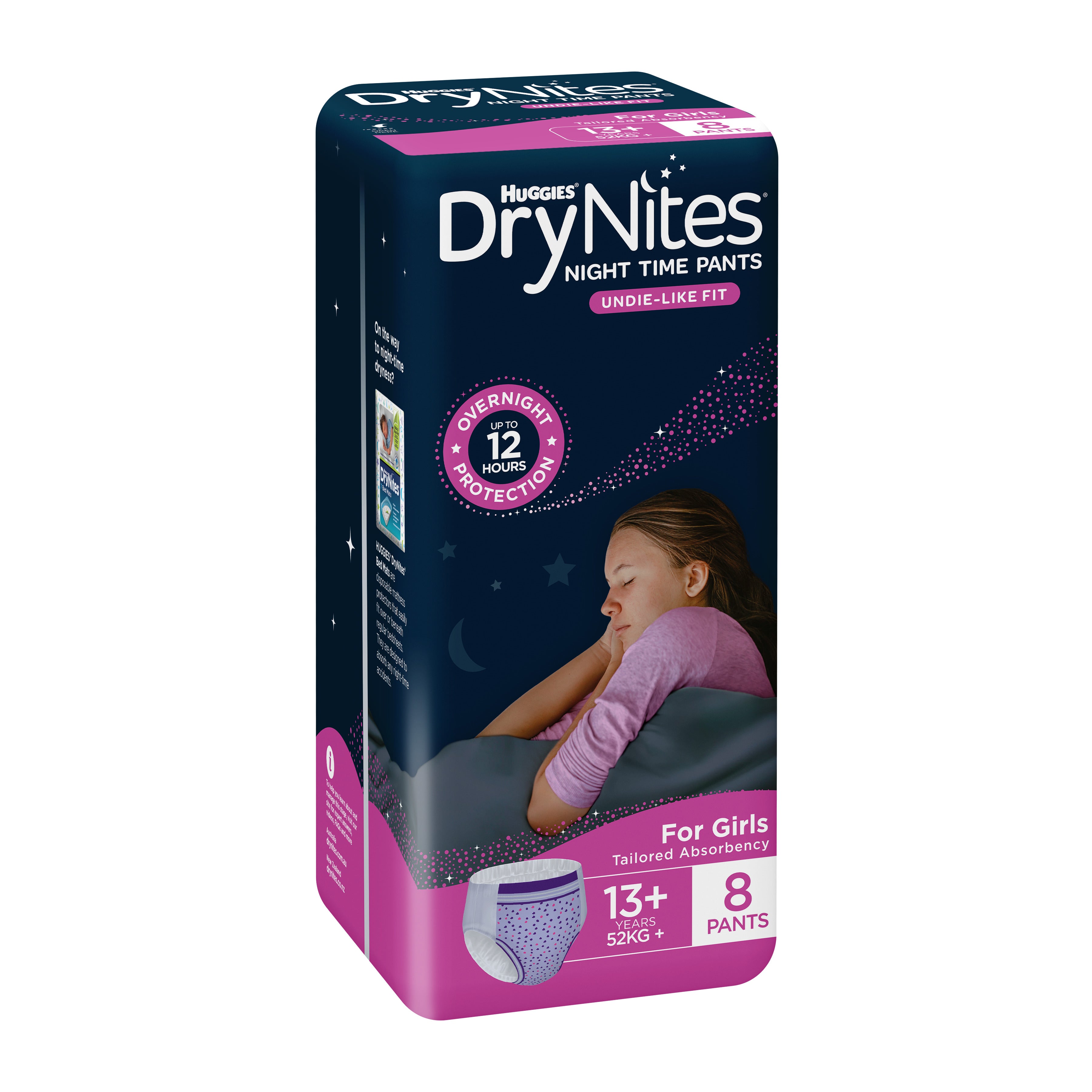HUGGIES-Drynites-Pyjama-Pants-13+-Girl-Packet 8 – Topcat Healthcare