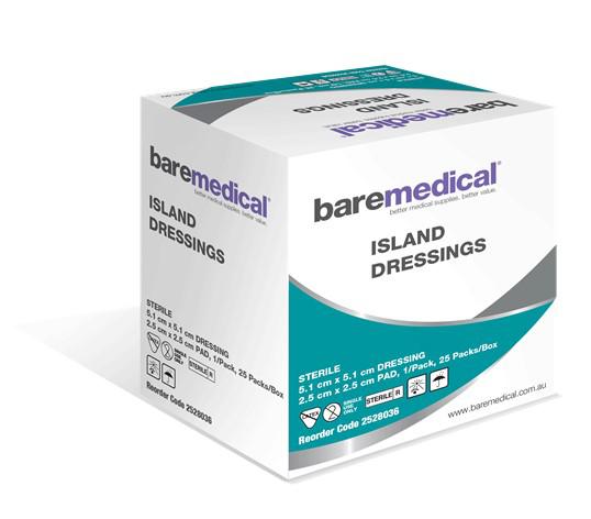BareMed ISLAND DRESSING 5CM X 5CM ST SU (Box 25) – Topcat Healthcare