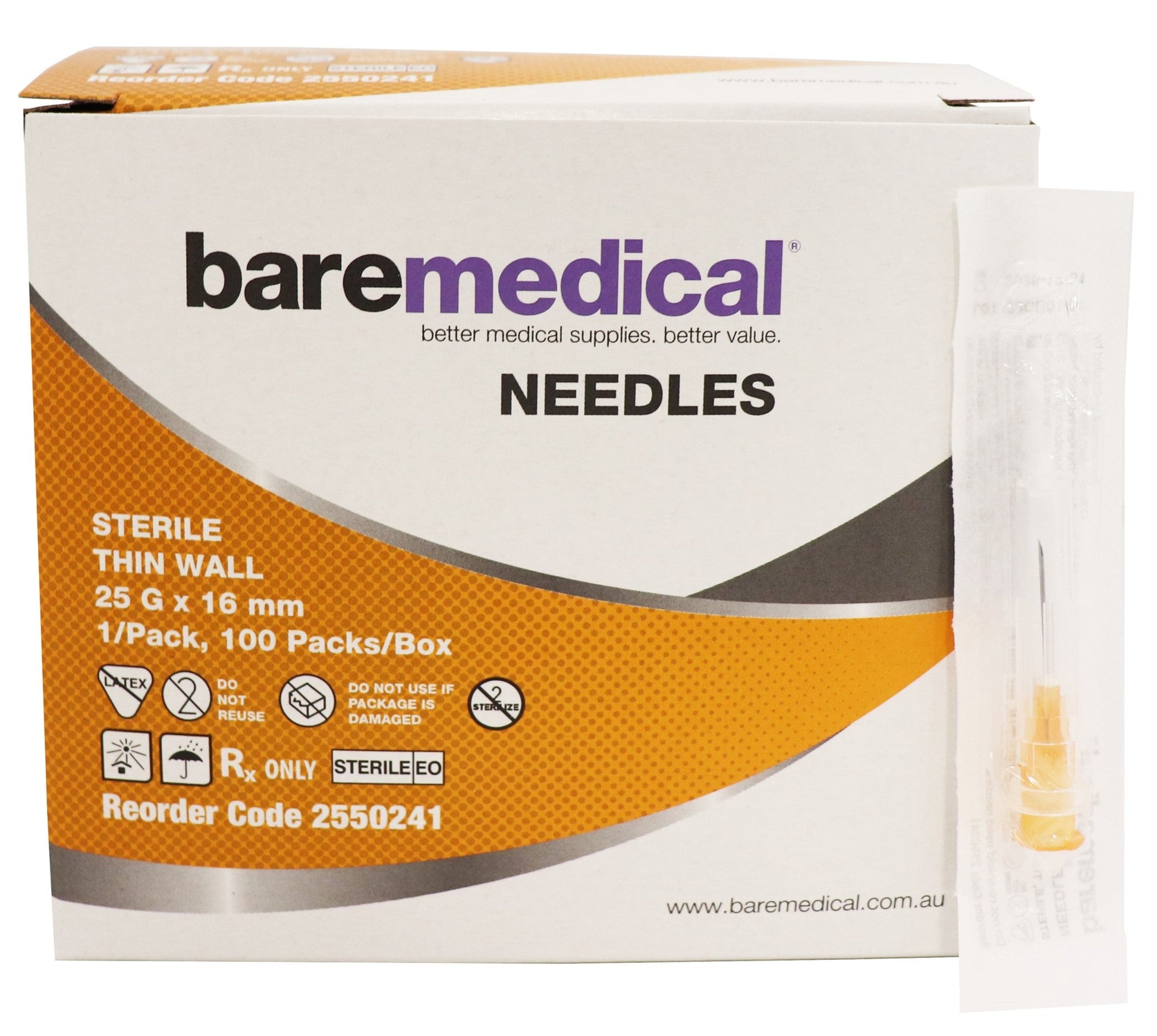 BareMed NEEDLE HYPO TW 25G X 16MM ST SU (Box 100) – Topcat Healthcare