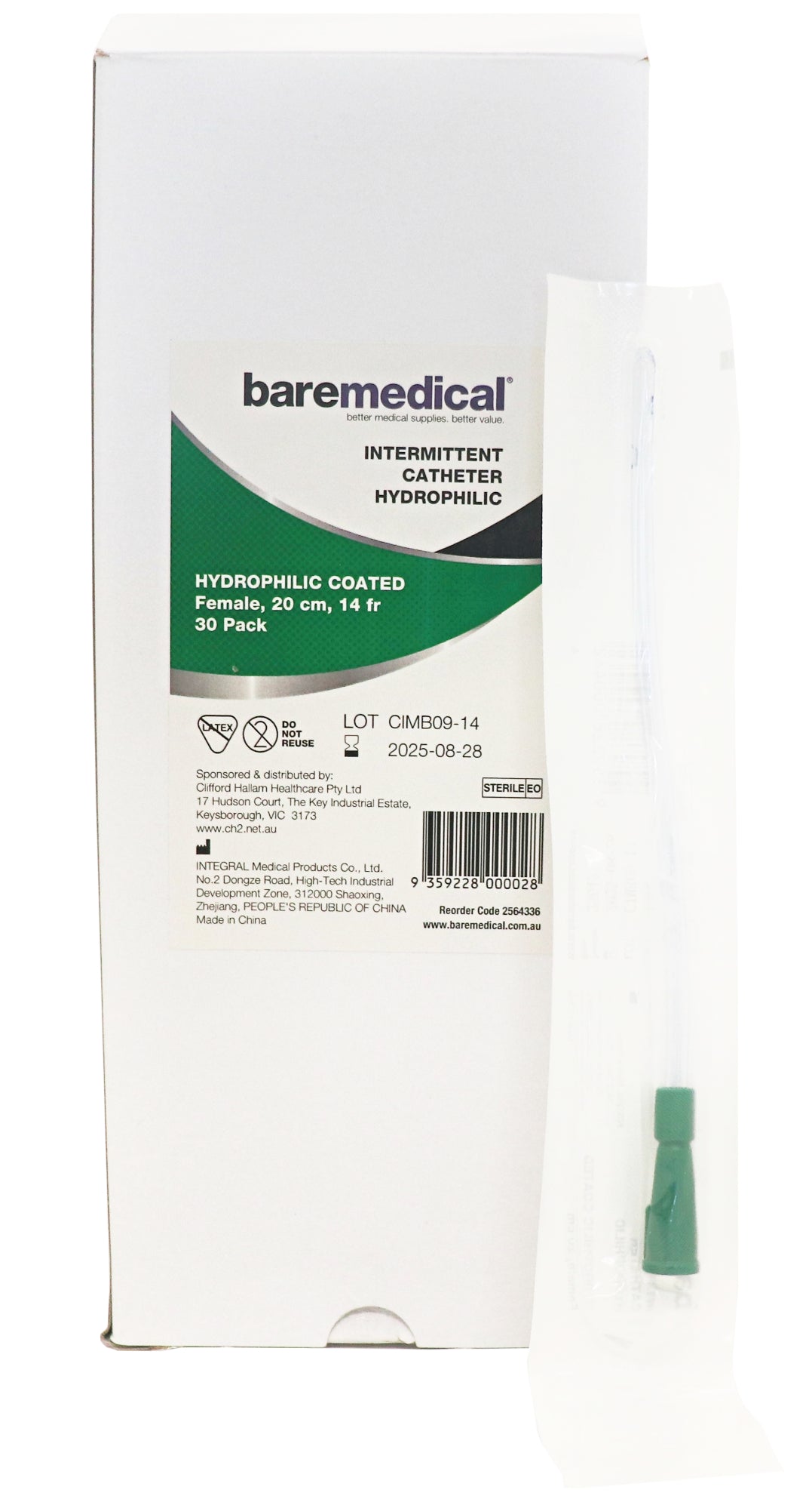 BareMed CATHETER FEMALE 14FR INTERMITTENT HYDROPHILIC ST SU (Each ...