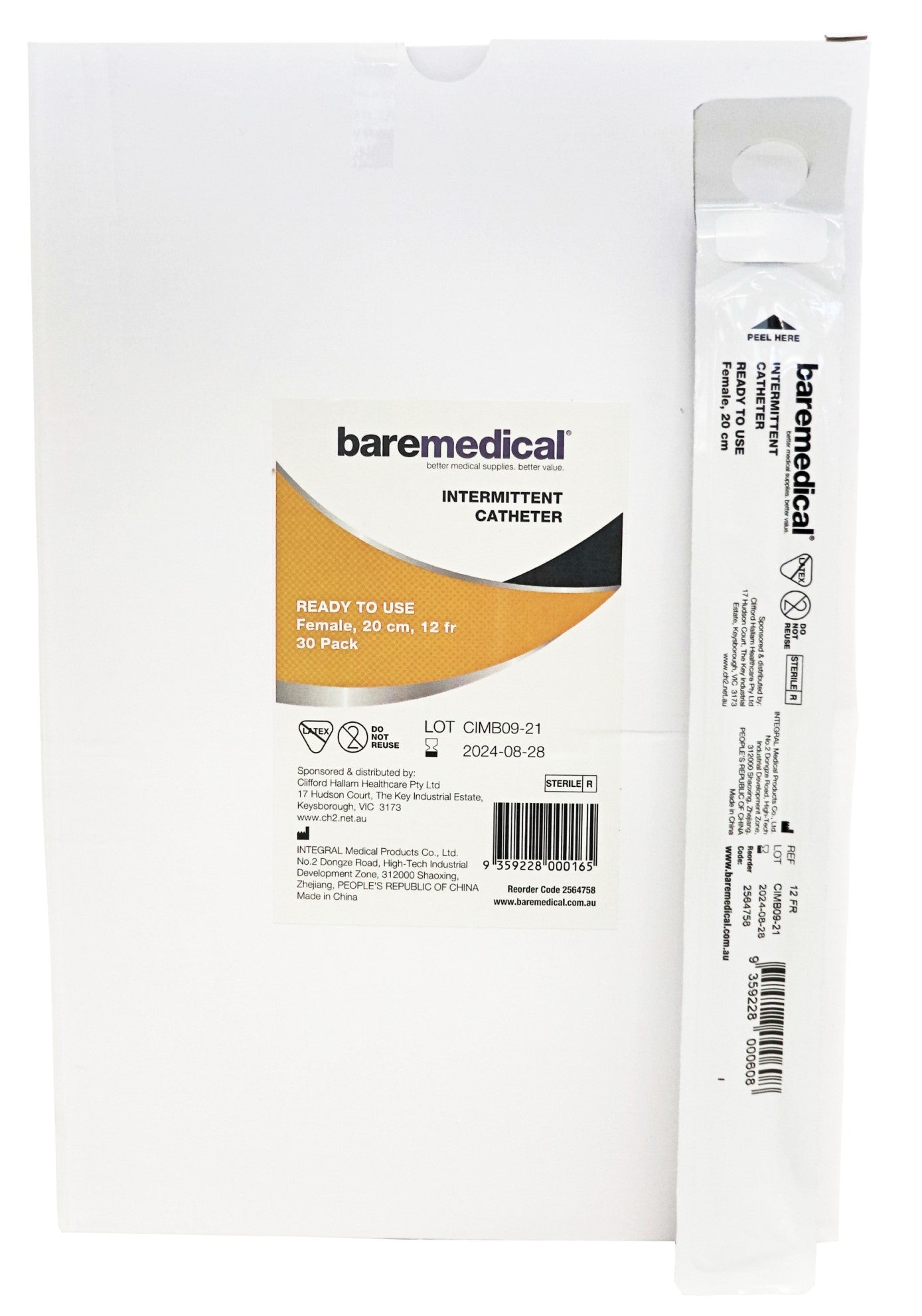 BareMed CATHETER FEMALE 12FR INTERMITTENT READY T USE ST SU (Each ...