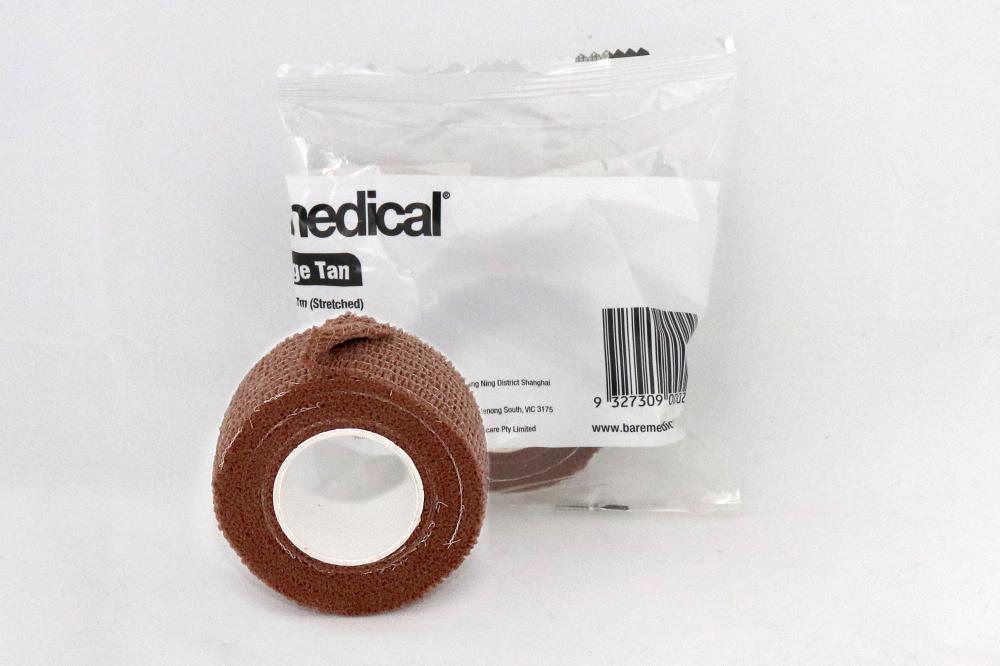 BareMed BANDAGE COHESIVE SELF ADHERENT 2.5CM X 4.7M TAN (Box 12 ...